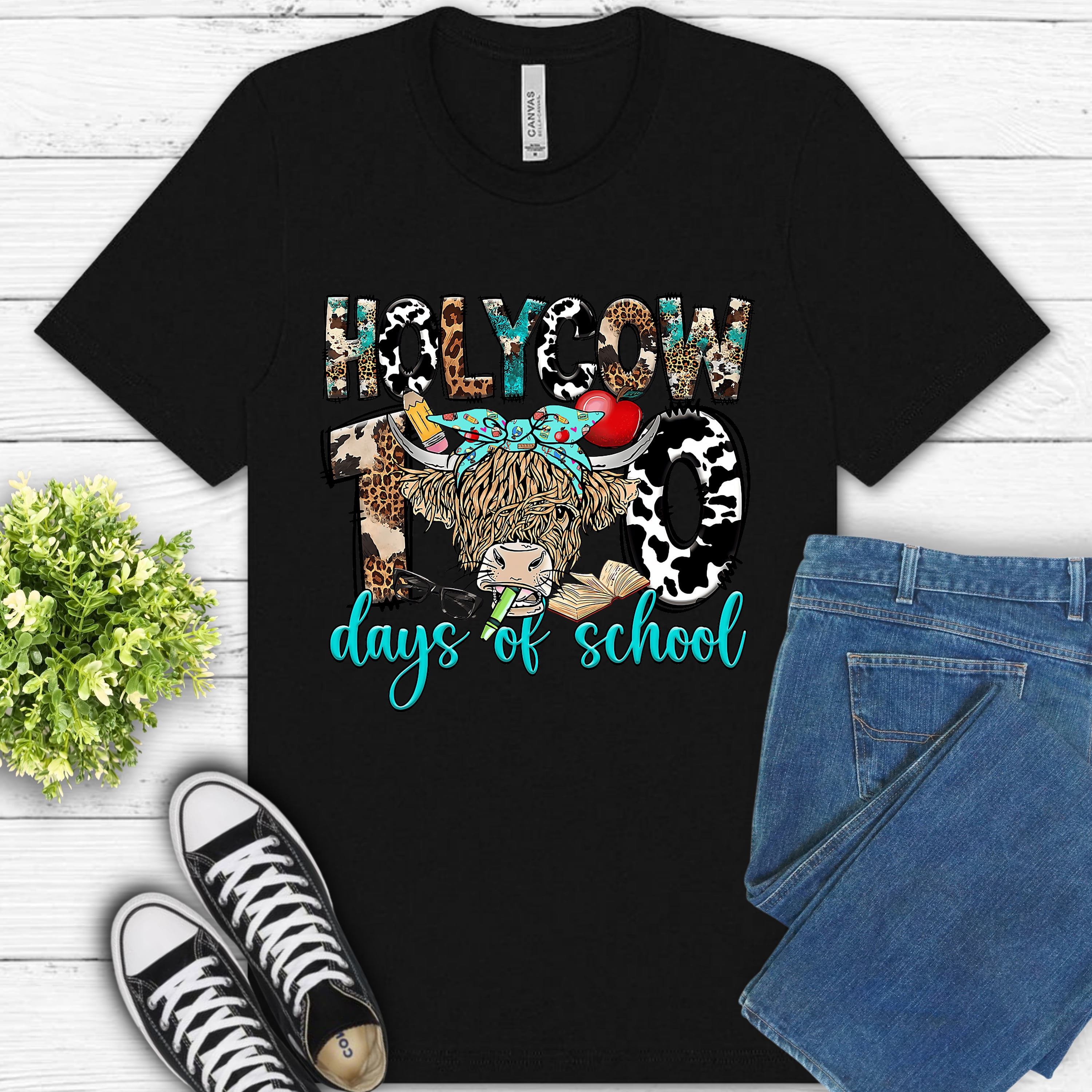 100 Days of School Cow Shirt – Leopard Print Western Classroom Graphic ...