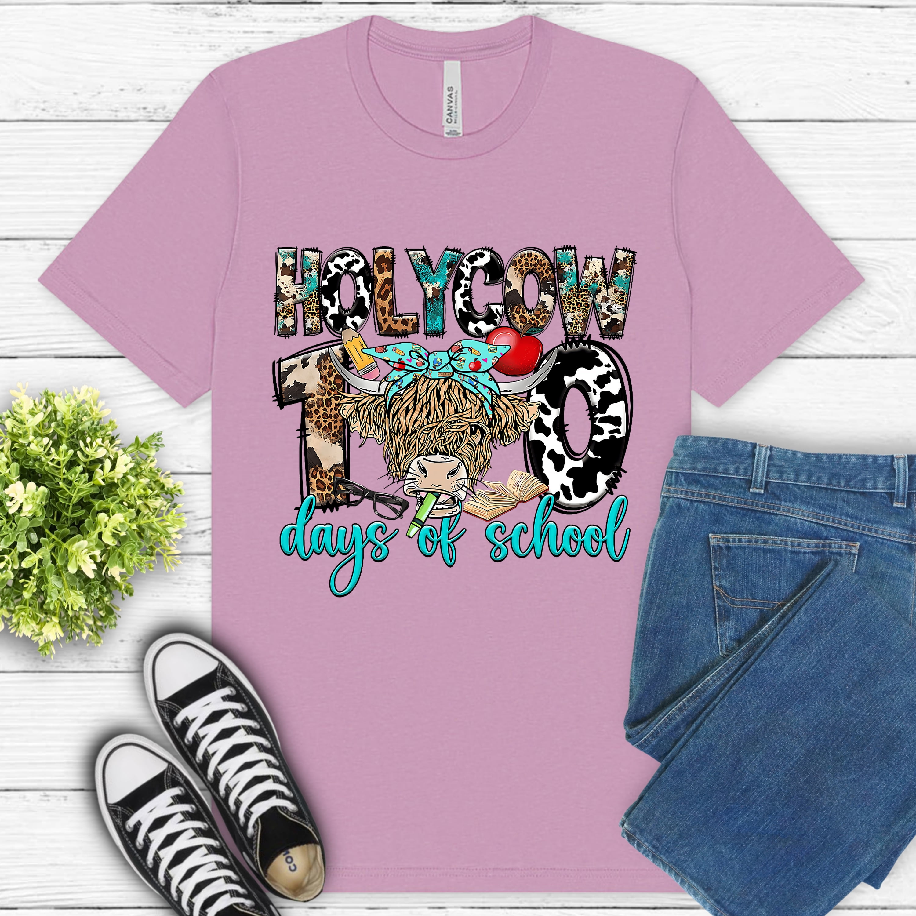 100 Days of School Cow Shirt – Leopard Print Western Classroom Graphic ...