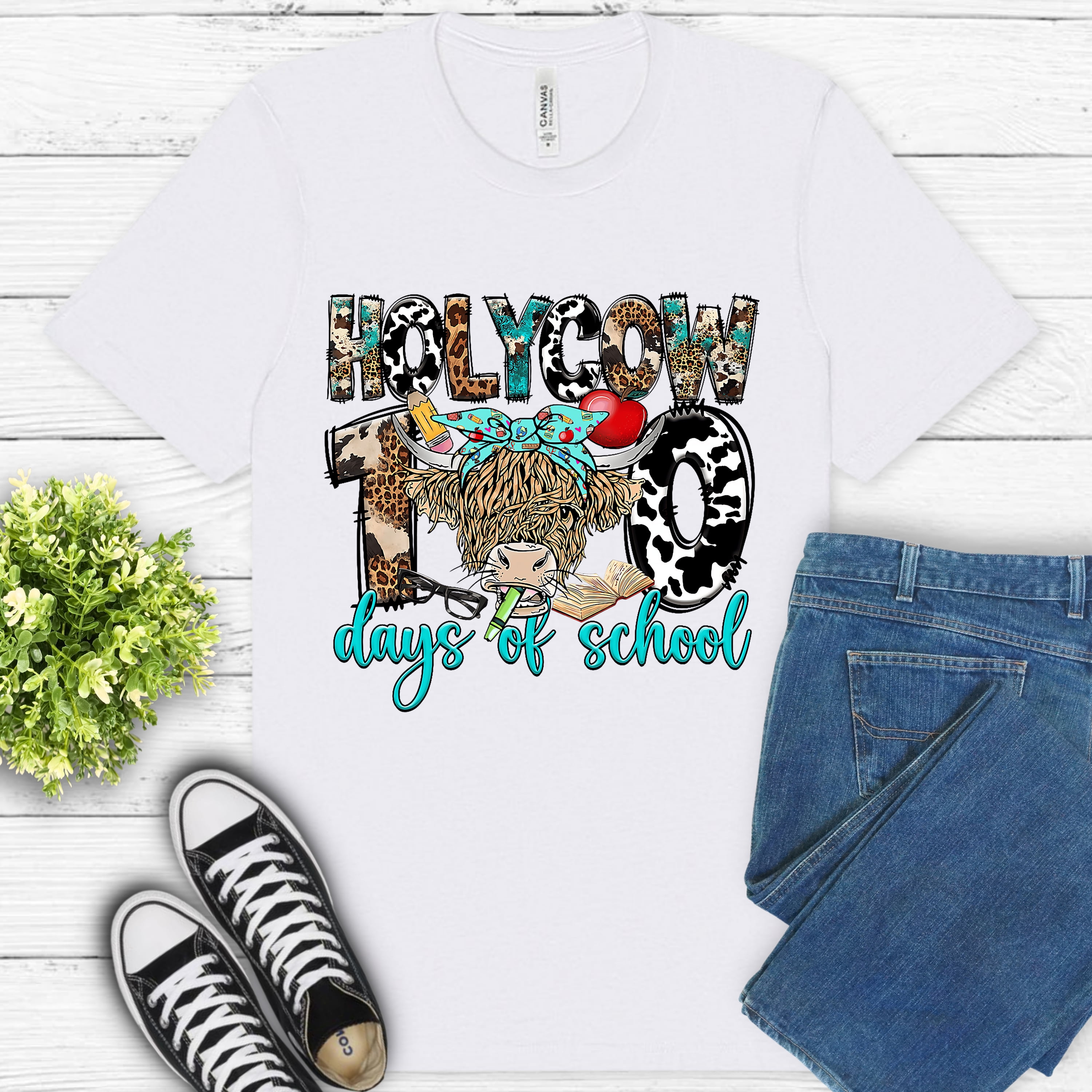 100 Days of School Cow Shirt – Leopard Print Western Classroom Graphic ...