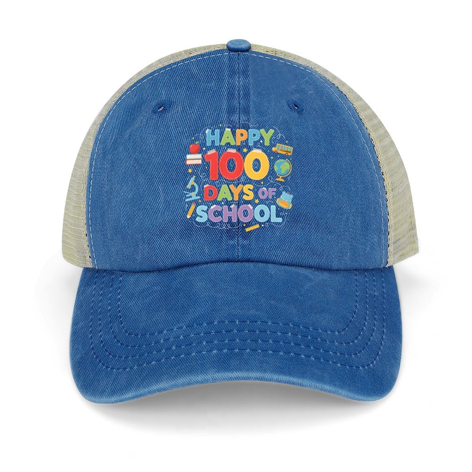 100 Days of School Dark Blue Hat Adjustable Funny Fashion Unisex ...