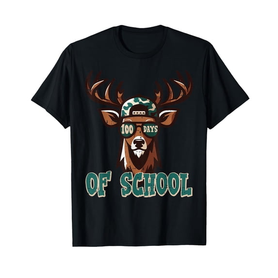 100 Days of School Deer Camo 100th Day Hunting T-Shirt for Men with ...