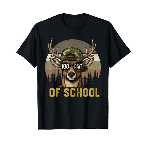 100 Days of School Deer Hunting T-Shirt with Camo Design and Stylish ...