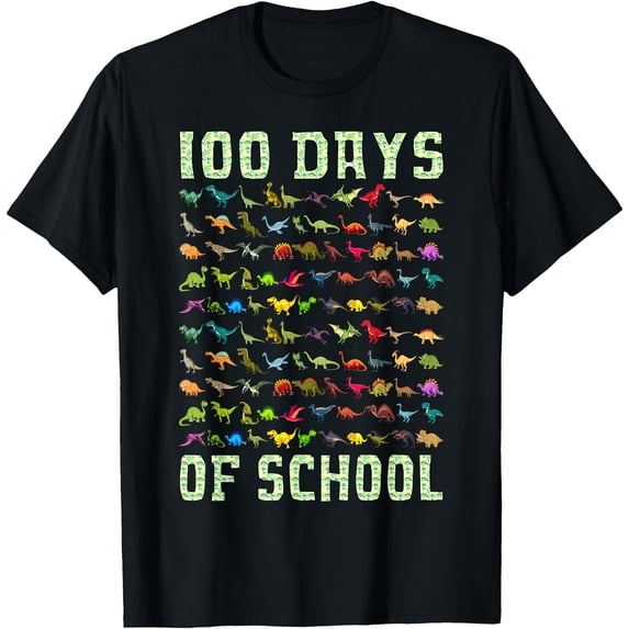 100 Days of School Dinosaur 100 Days Smarter T-Shirt for Celebrating ...