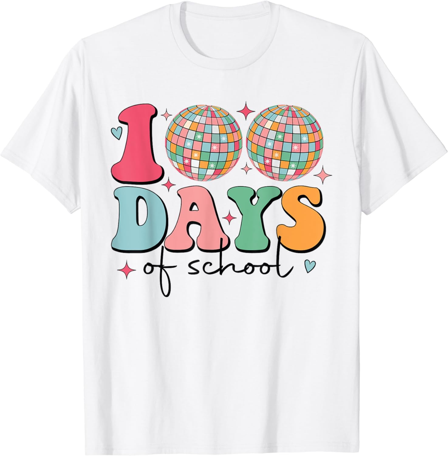 100 Days of School Disco Ball Teacher Kids 100 Day of School T-Shirt ...