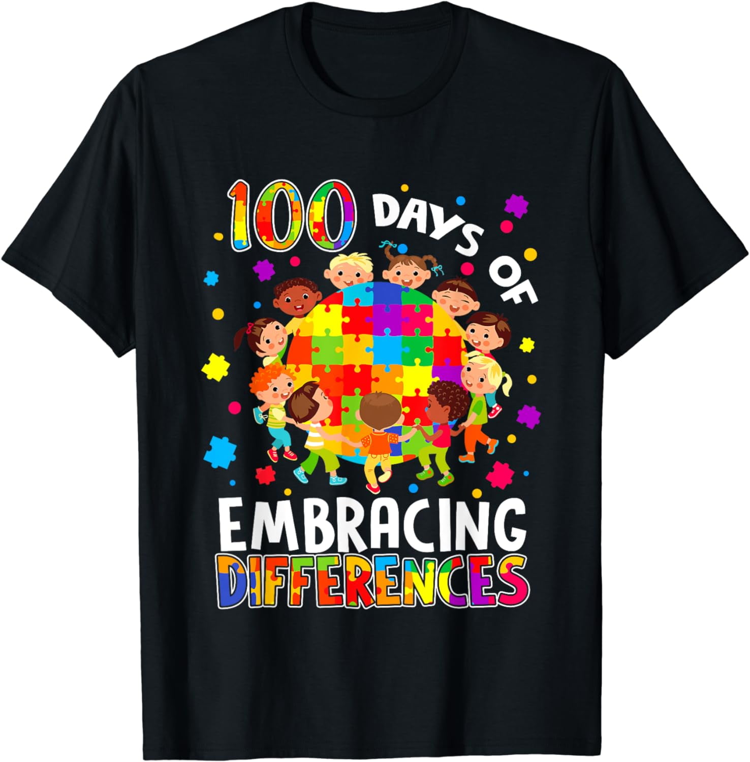100 Days of School Embracing Differences Autism Awareness T-Shirt ...