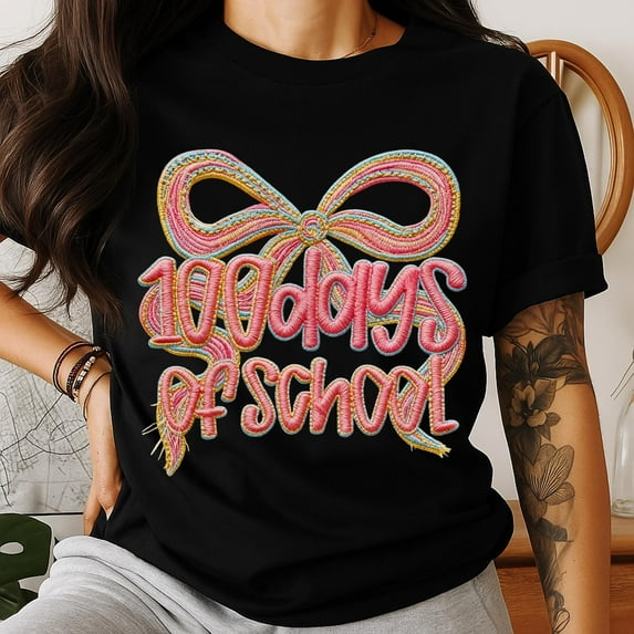 100 Days of School Embroidery Clipart | Cute Bow Stitch Design ...