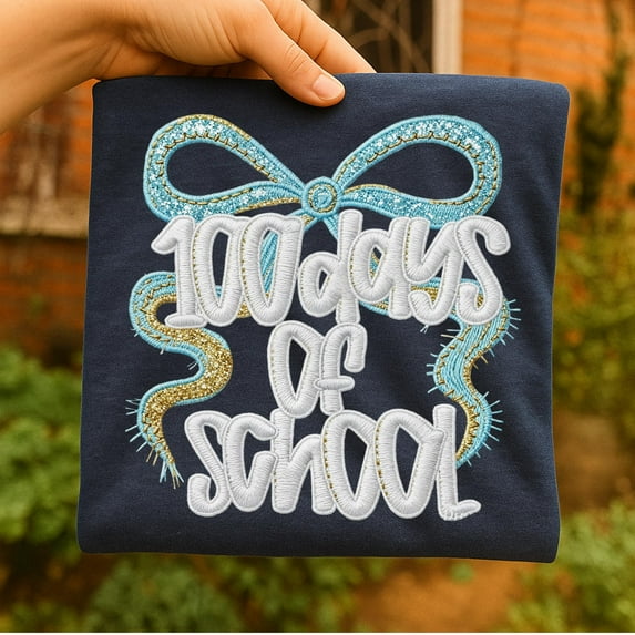 100 Days of School Embroidery Clipart | Stitched Bow Design | - Walmart.com