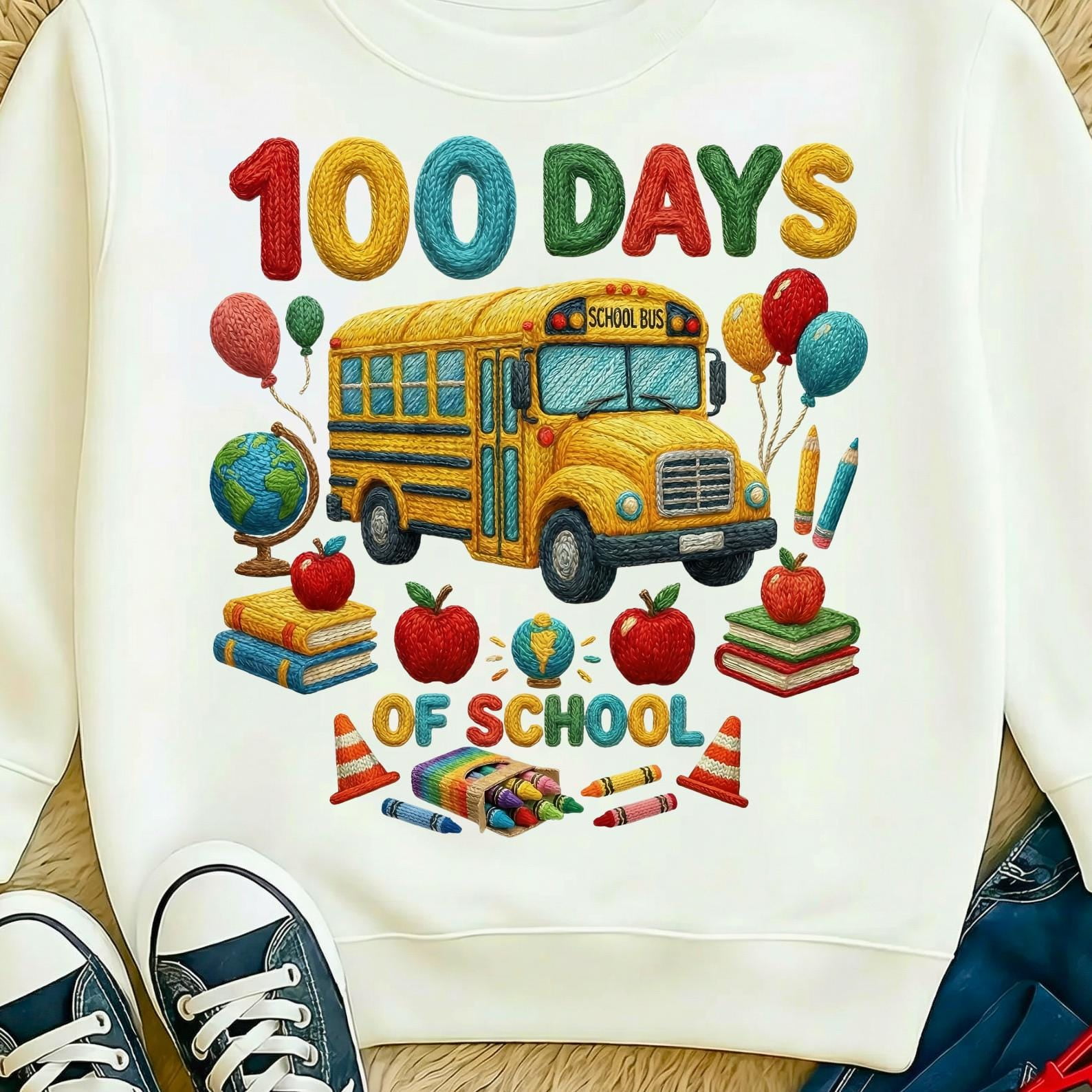 100 Days of School Embroidery - Cute School Bus Sublimation - Teacher ...