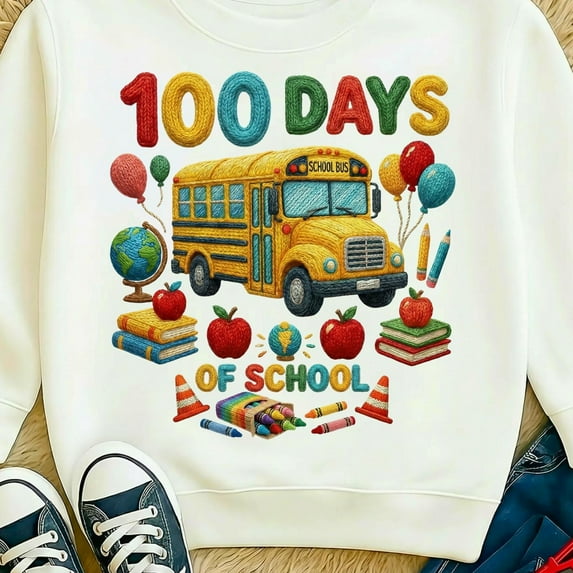 100 Days of School Embroidery - Cute School Bus Sublimation - Teacher ...