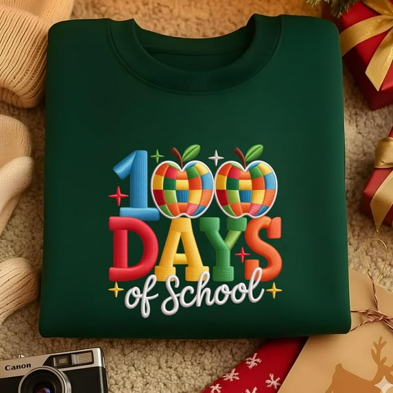 100 Days of School Embroidery Design, Teacher Gift Machine Embroidery ...