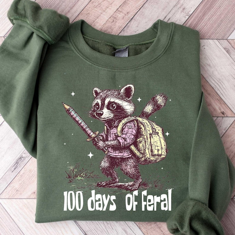 100 Days of School Feral T-shirt, Happy 100 Days of School T-shirt ...