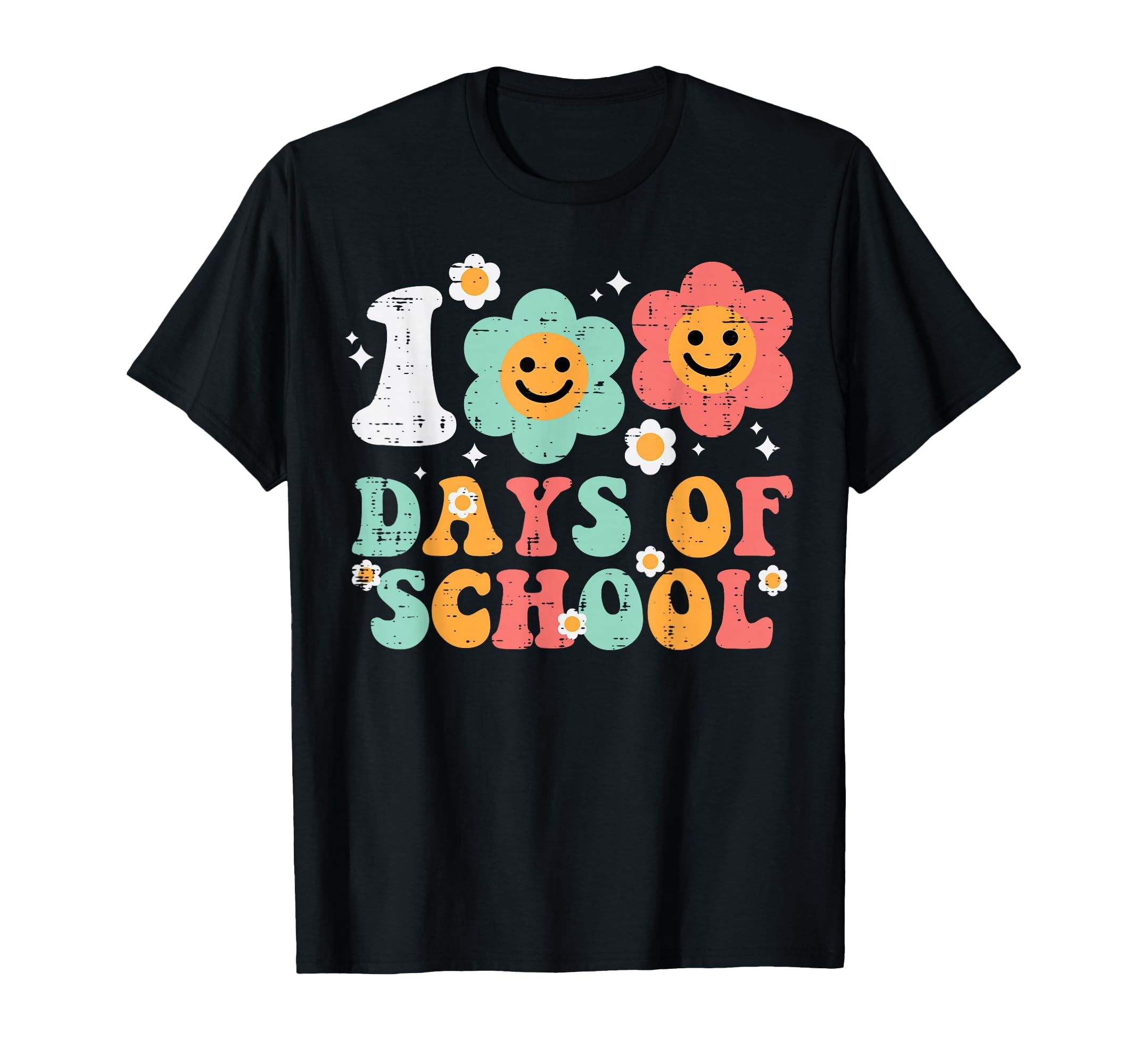100 Days of School Flowers Cute 100th Day Toddler T-Shirt - Black with ...