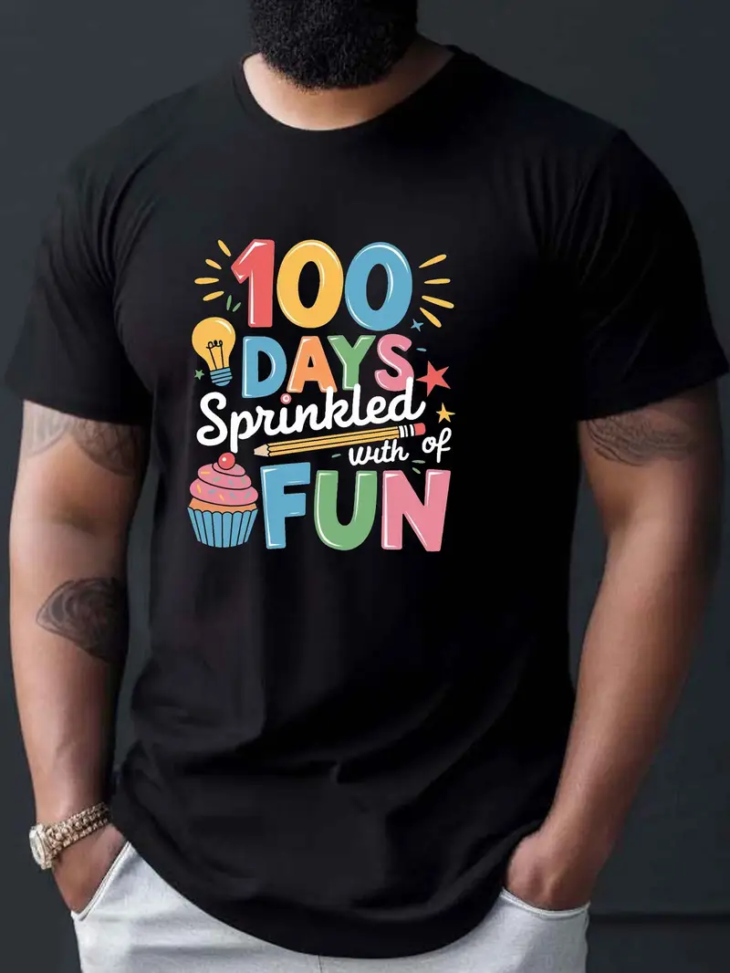 100 Days of School Fun Sprinkle Cupcake Graphic Unisex Short Sleeve T ...