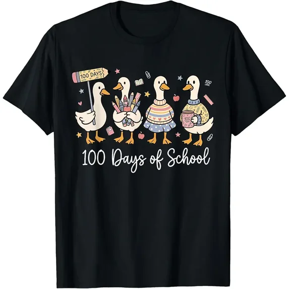 100 Days of School Geese Ducks Classroom Teacher Student T-Shirt ...