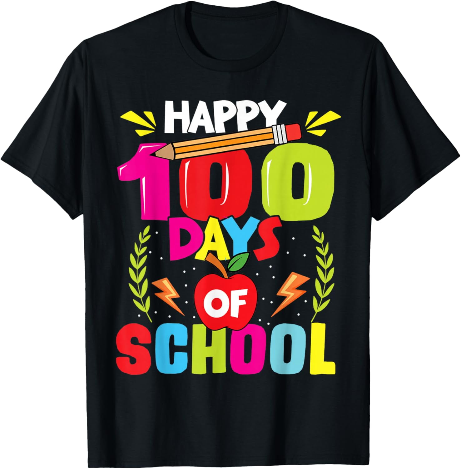100 Days of School Happy 100th Day of School Teacher Adult T-shirt ...