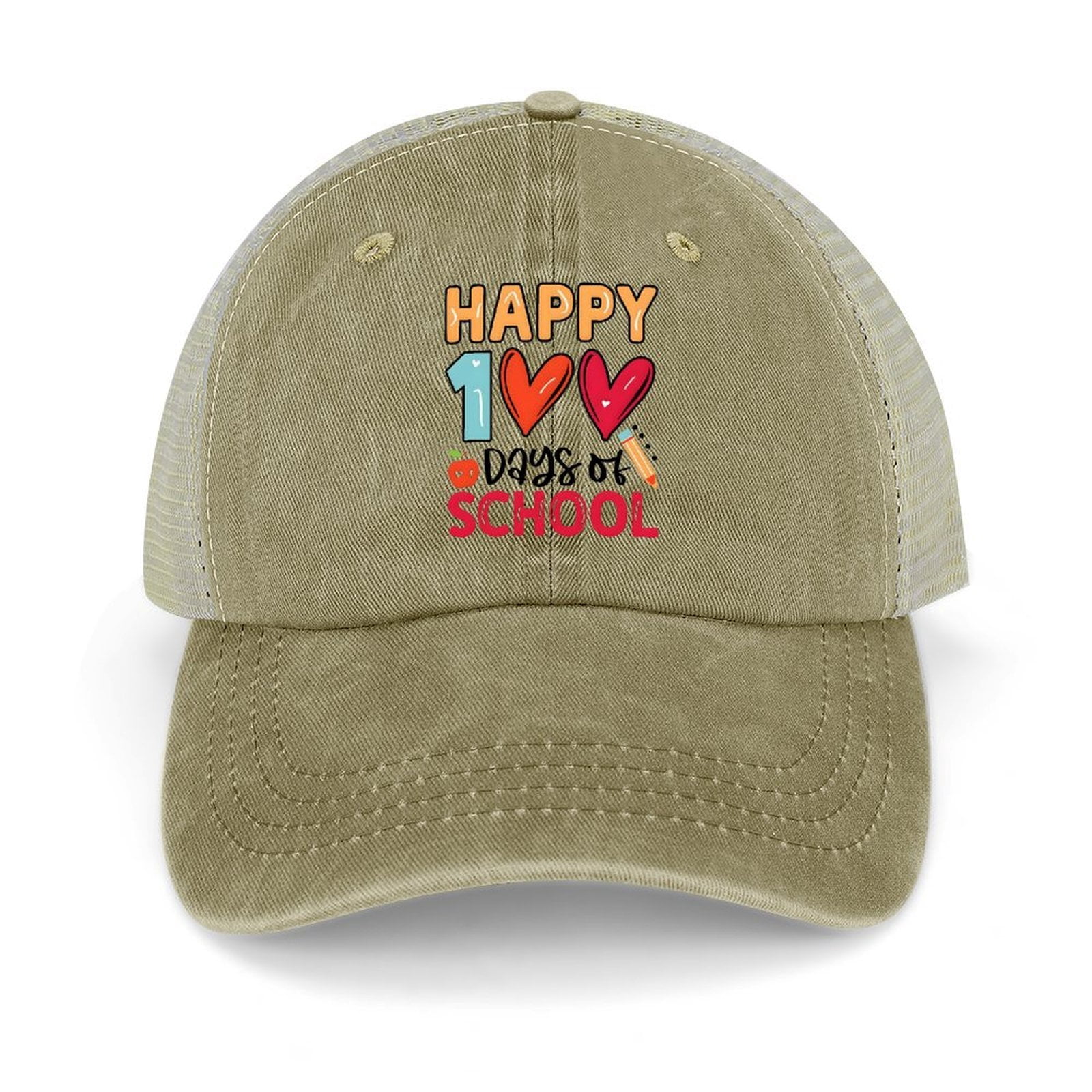 100 Days of School Khaki Hat Adjustable Funny Fashion Unisex Baseball ...