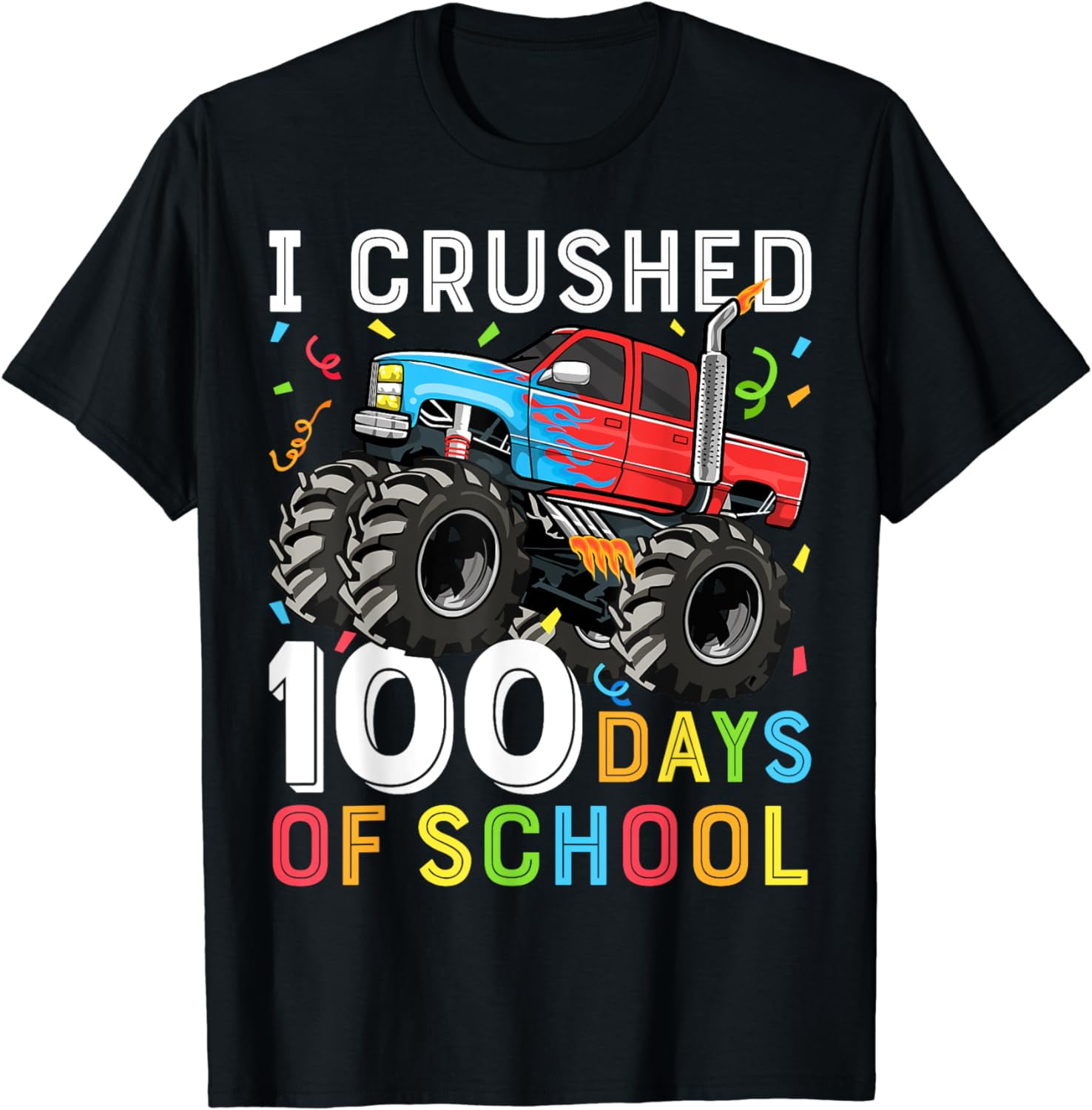 100 Days of School Monster Truck 100th Day of School Boys T-Shirt ...