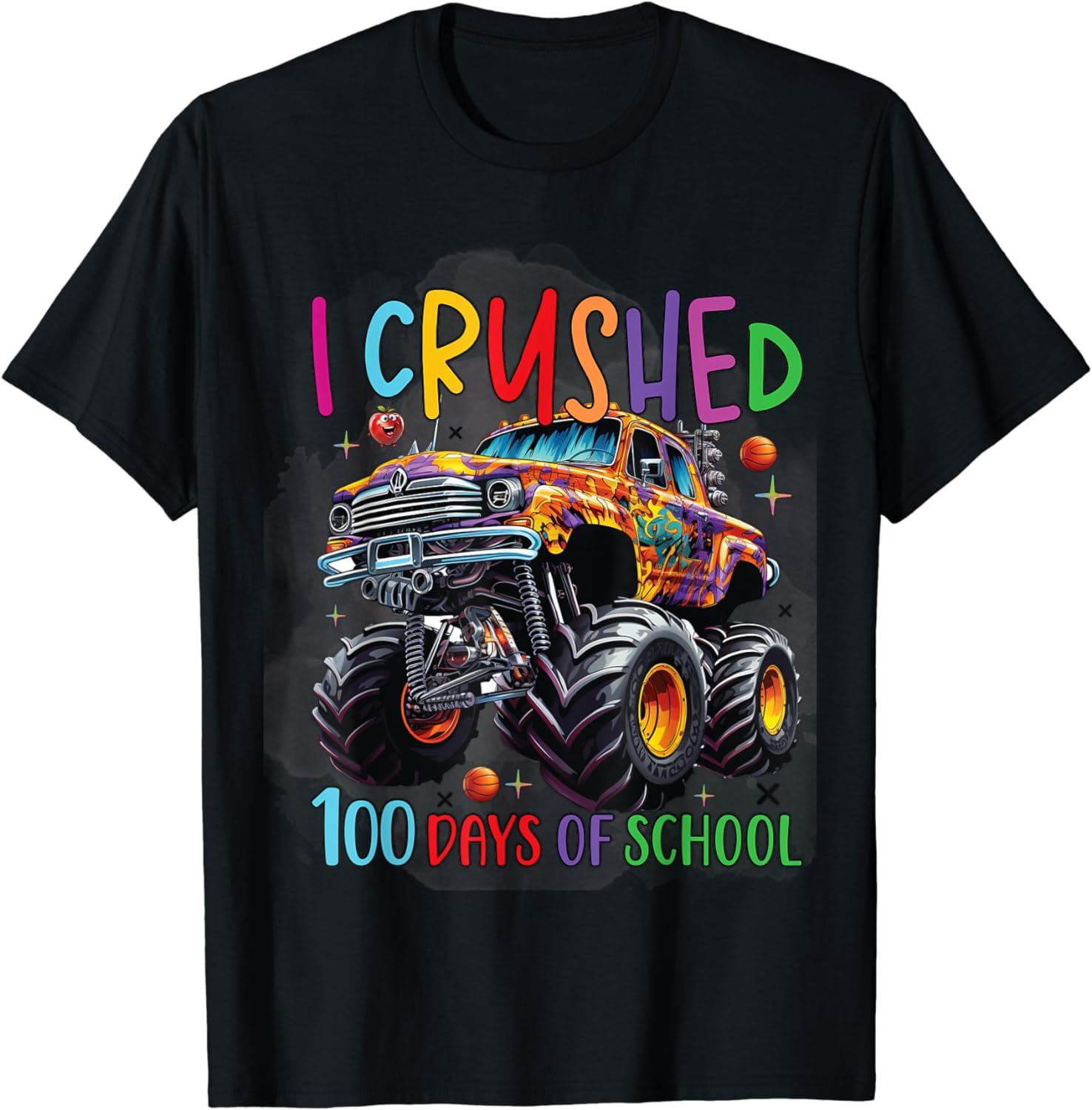 100 Days of School Monster Truck 100th Day of School Boys T-Shirt ...