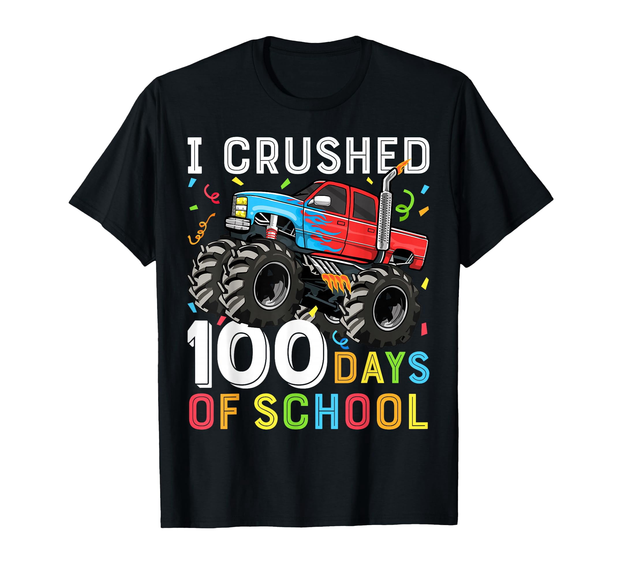 100 Days of School Monster Truck T-Shirt with Colorful Celebration ...