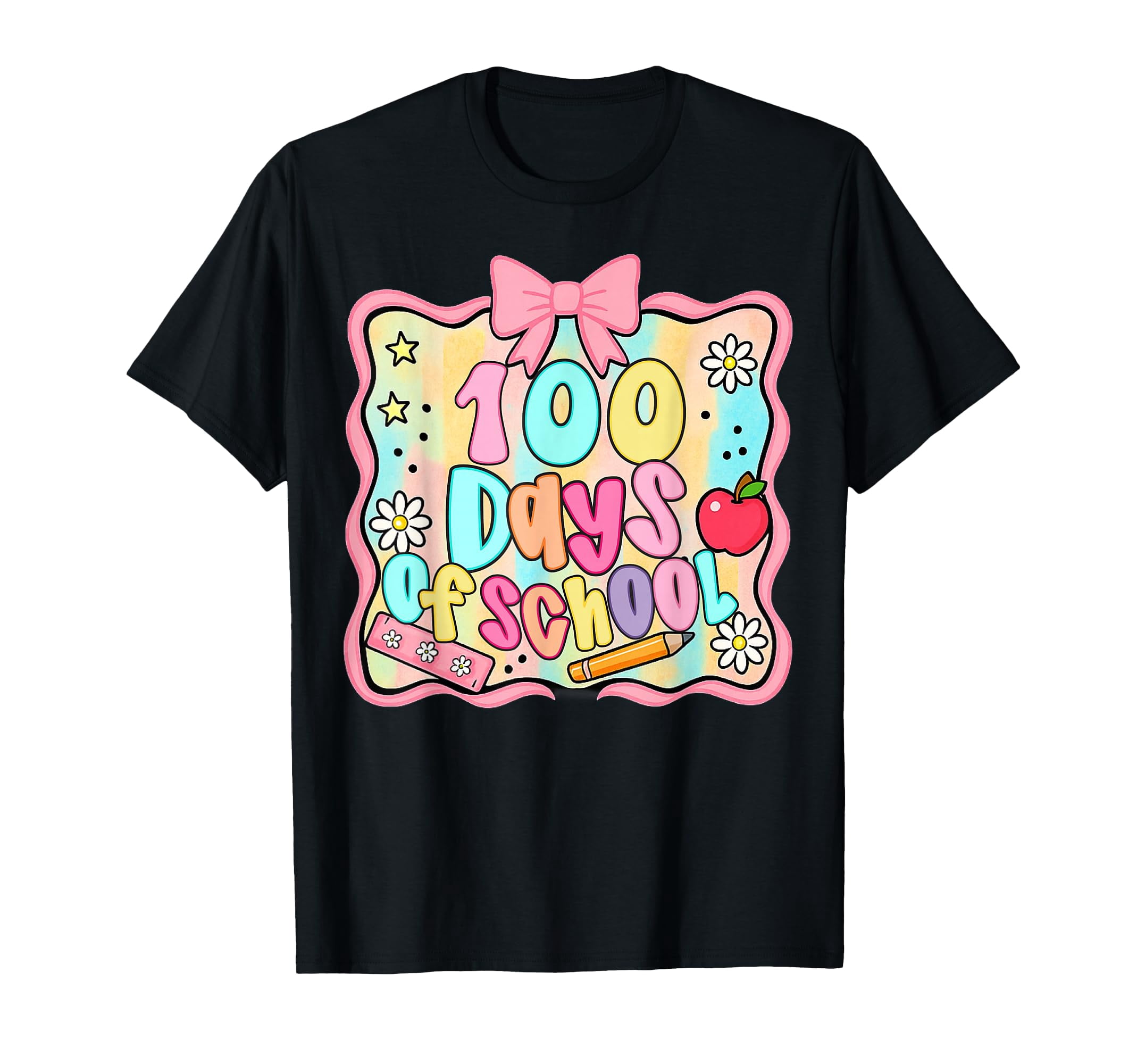 100 Days of School Preppy T-Shirt for Teachers with Colorful Design and ...