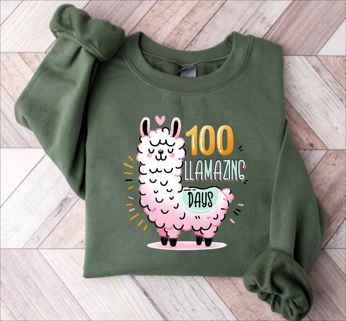 100 Days of School Shirt, 100th Days Shirt, 100 Llamazing Days Tee ...