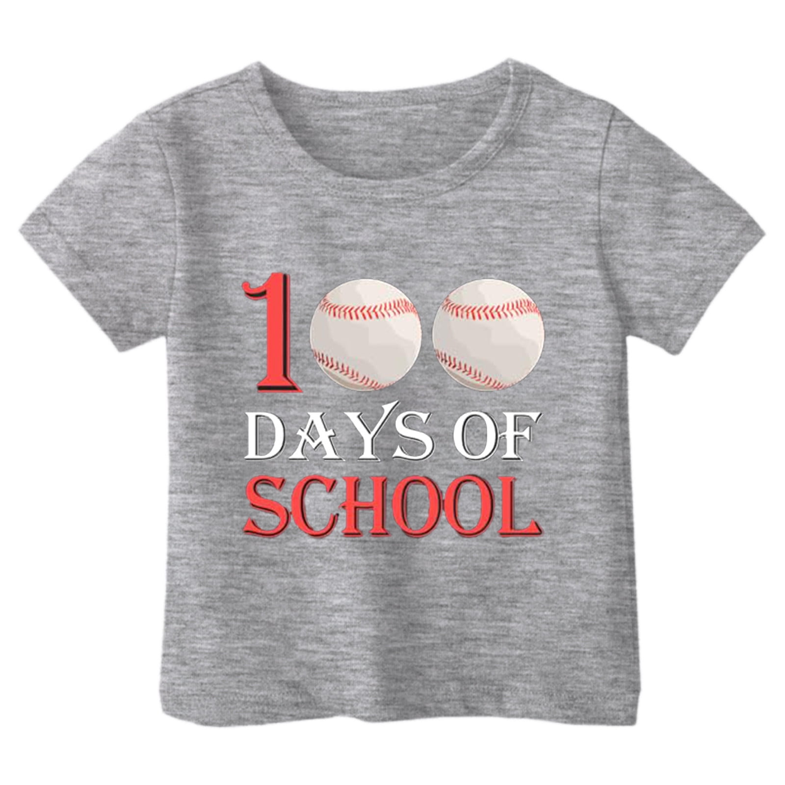 100 Days of School Shirt Girls T-Shirts Size 6 Short Sleeve Letter Print Tees Kindergarten ...