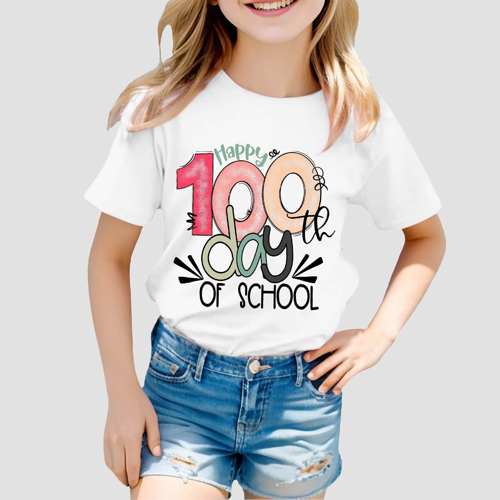 100 Days of School Shirt for Kids Back To School Season Round Neck T ...