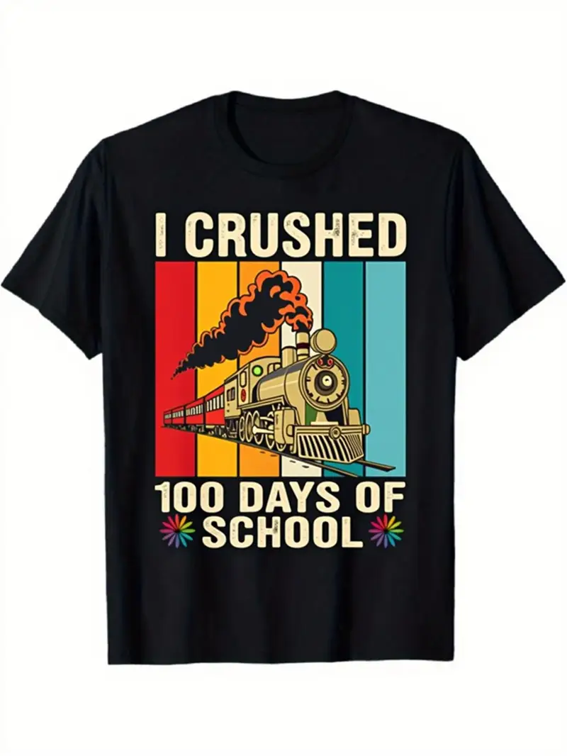 100 Days of School Steam Train Retro Teacher Unisex Graphic Tee ...