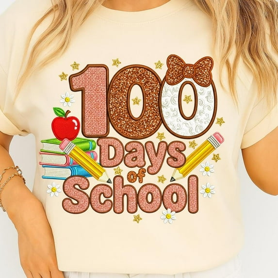 100 Days of School Sweatshirt | Glitter & Floral Embroidered Design ...