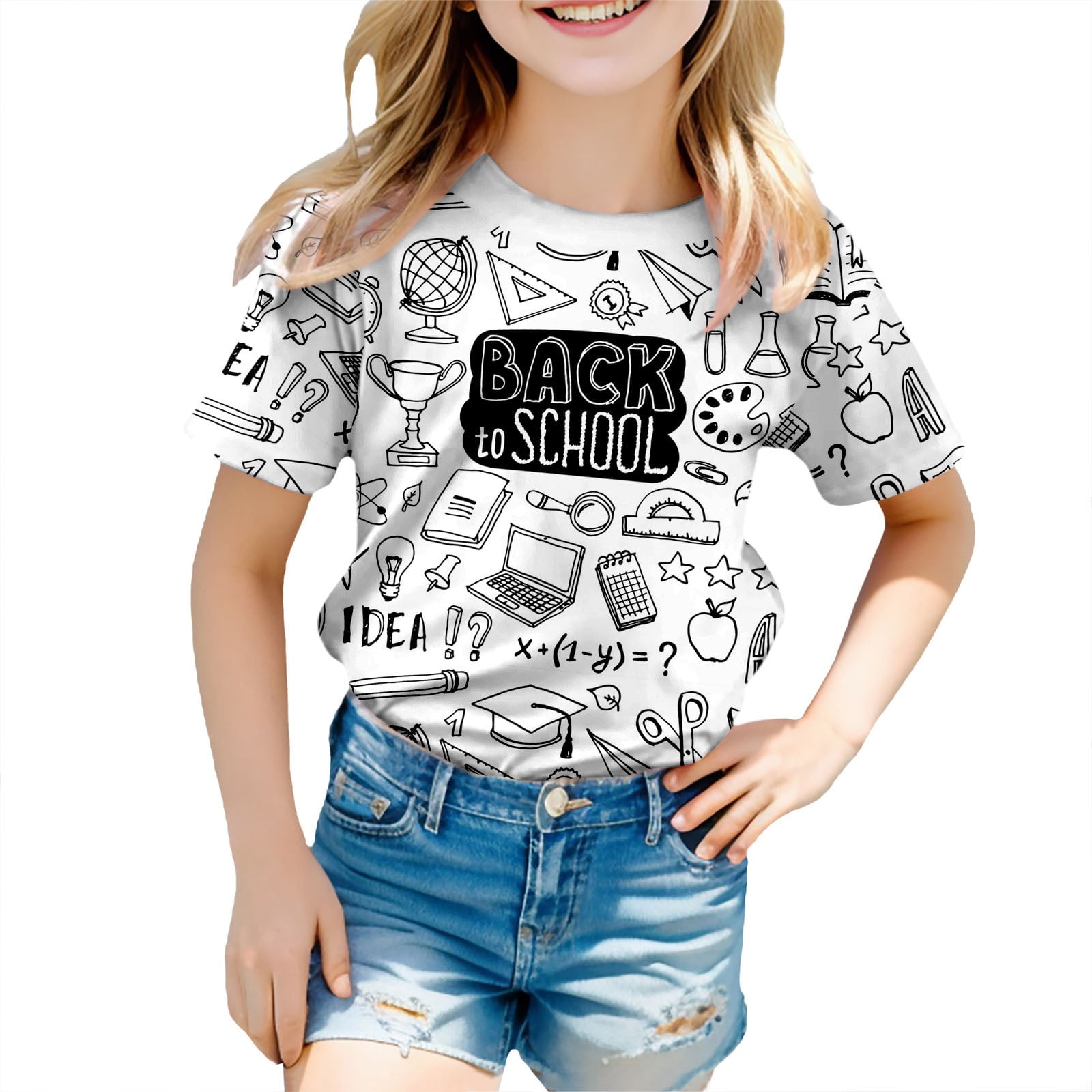 100 Days of School T-Shirt Girls Kids DIY Painted Shirt Kids Coloring ...