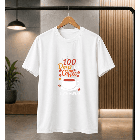 100 Days of School Teacher Coffee Caffeine Addict Graphic Unisex T ...