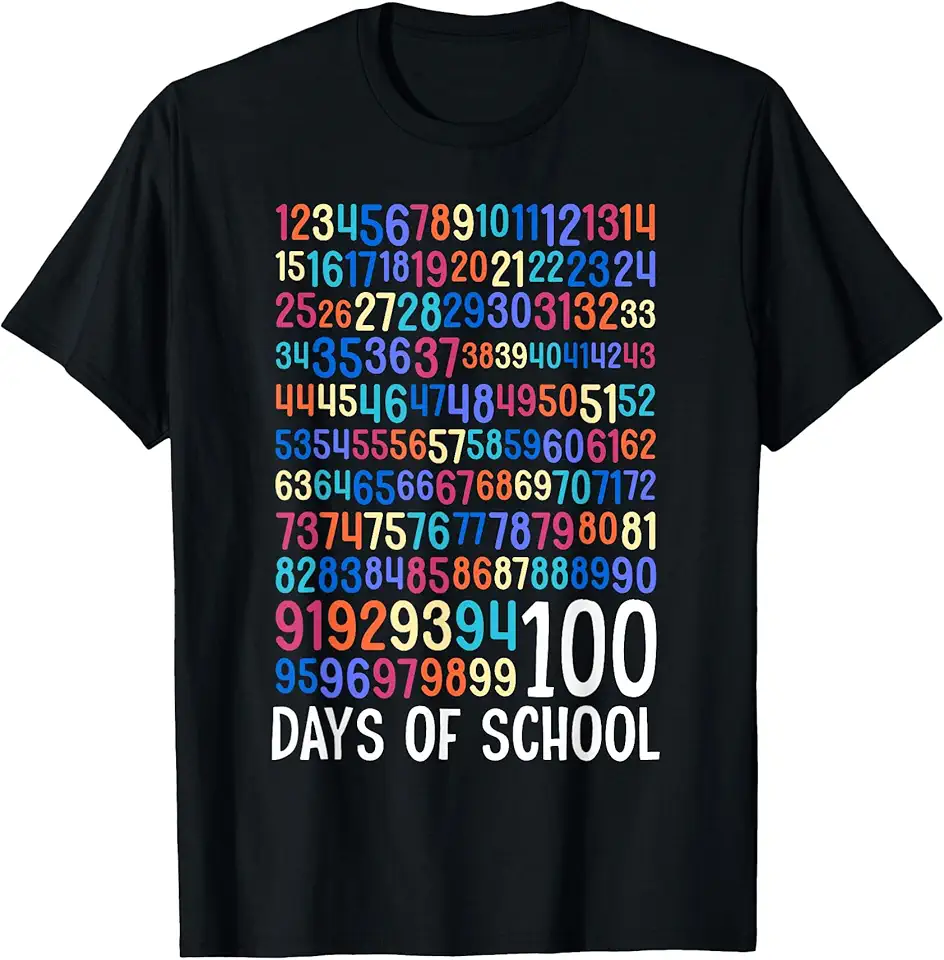 100 Days of School Teacher Kids 100 Math Numbers 100th Days T-Shirt ...
