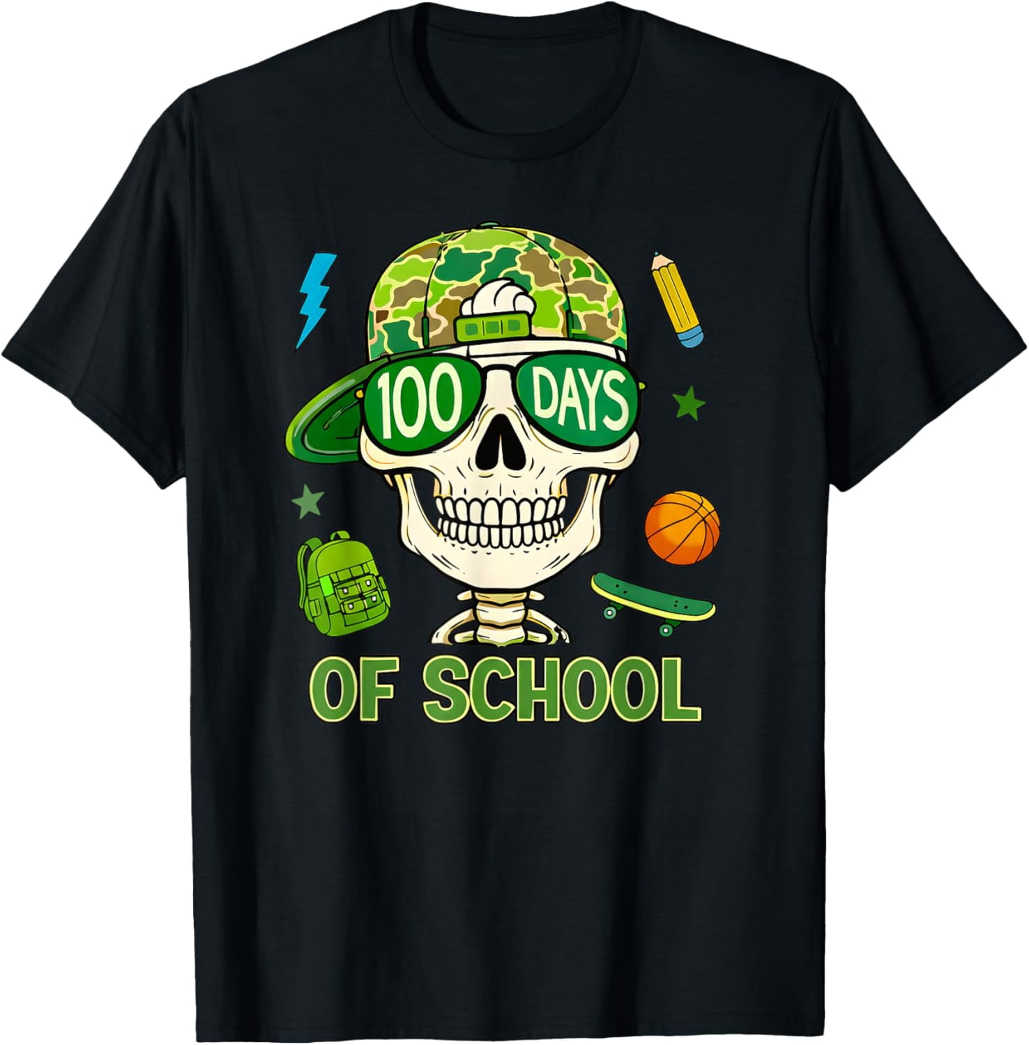 100 Days of School Teachers Kids Boys Girls Funny Design T-Shirt ...