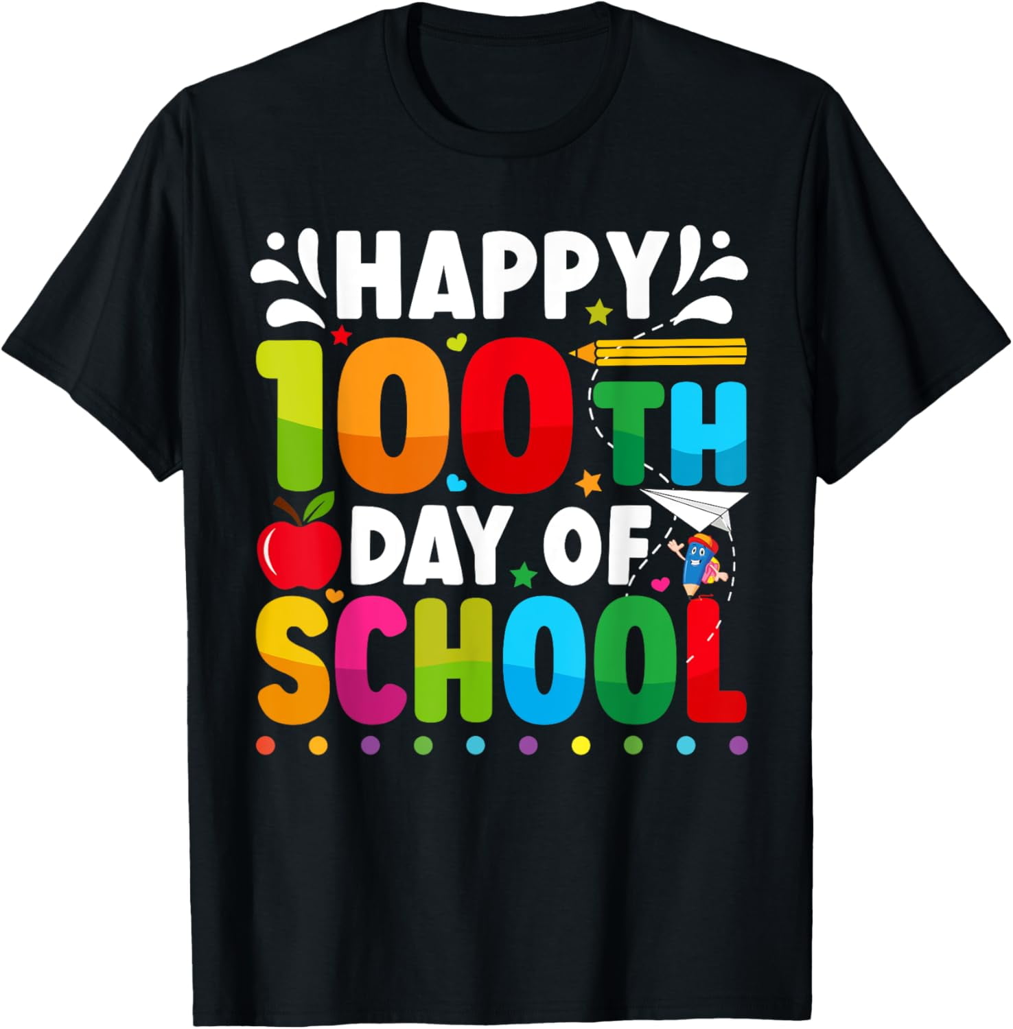 100 Days of School Teachers Kids Girls Boys Happy 100th Day T-Shirt ...