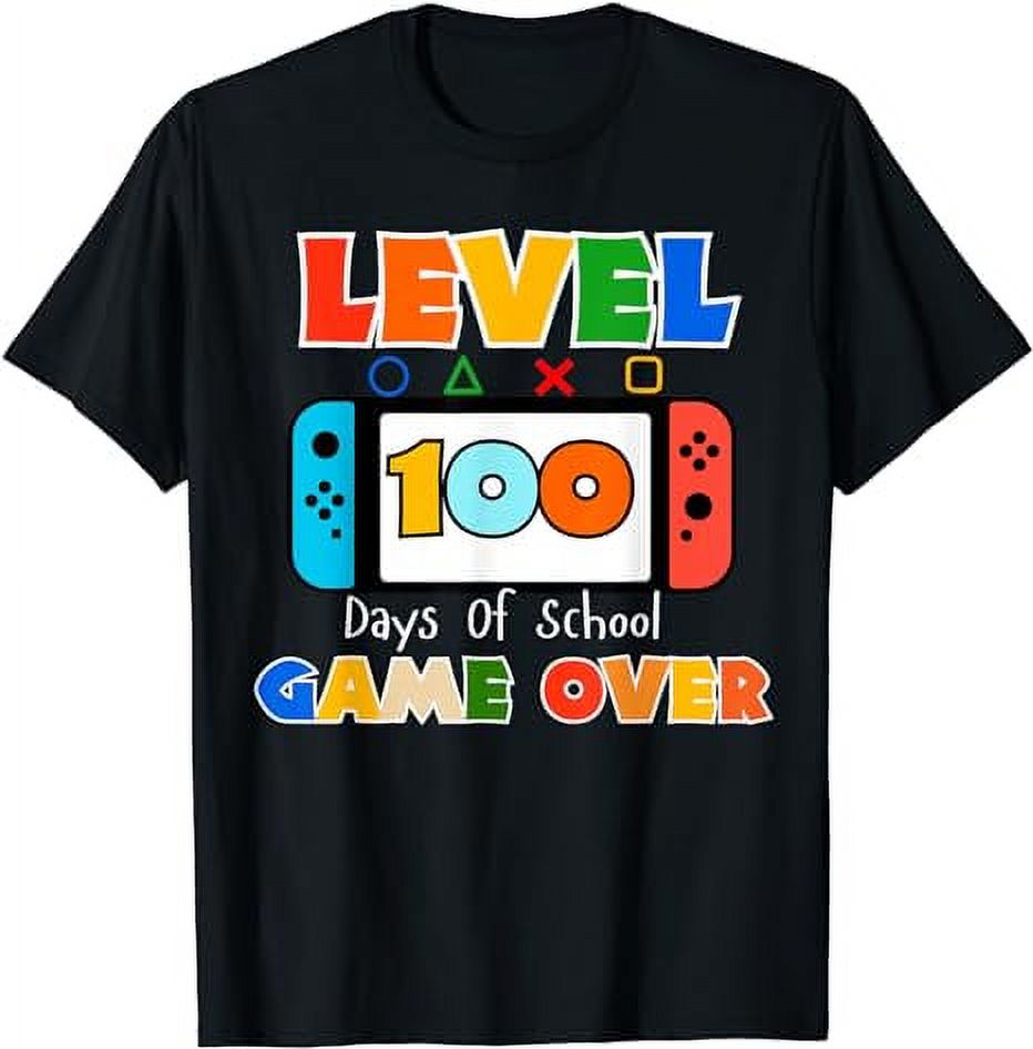 100 Days of school Game Over Boys Unlocked Gamer Video Games T-Shirt ...