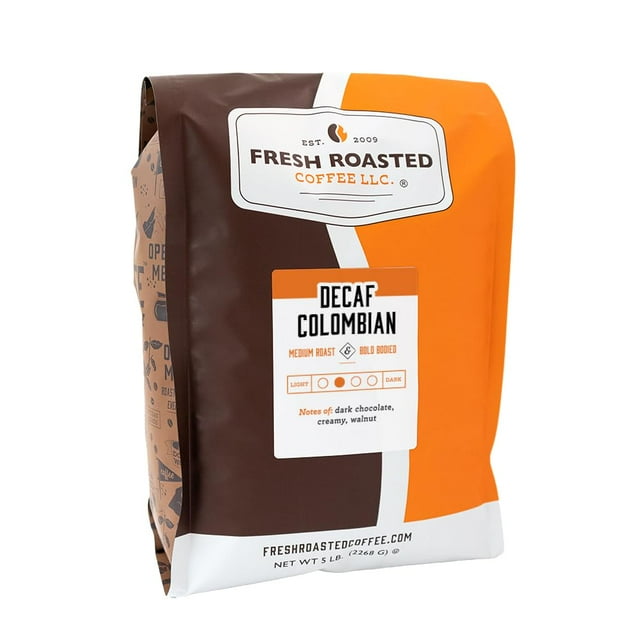 100% Decaf Colombian, 5 lb (80 oz), Medium Roast, Kosher, Whole Bean ...