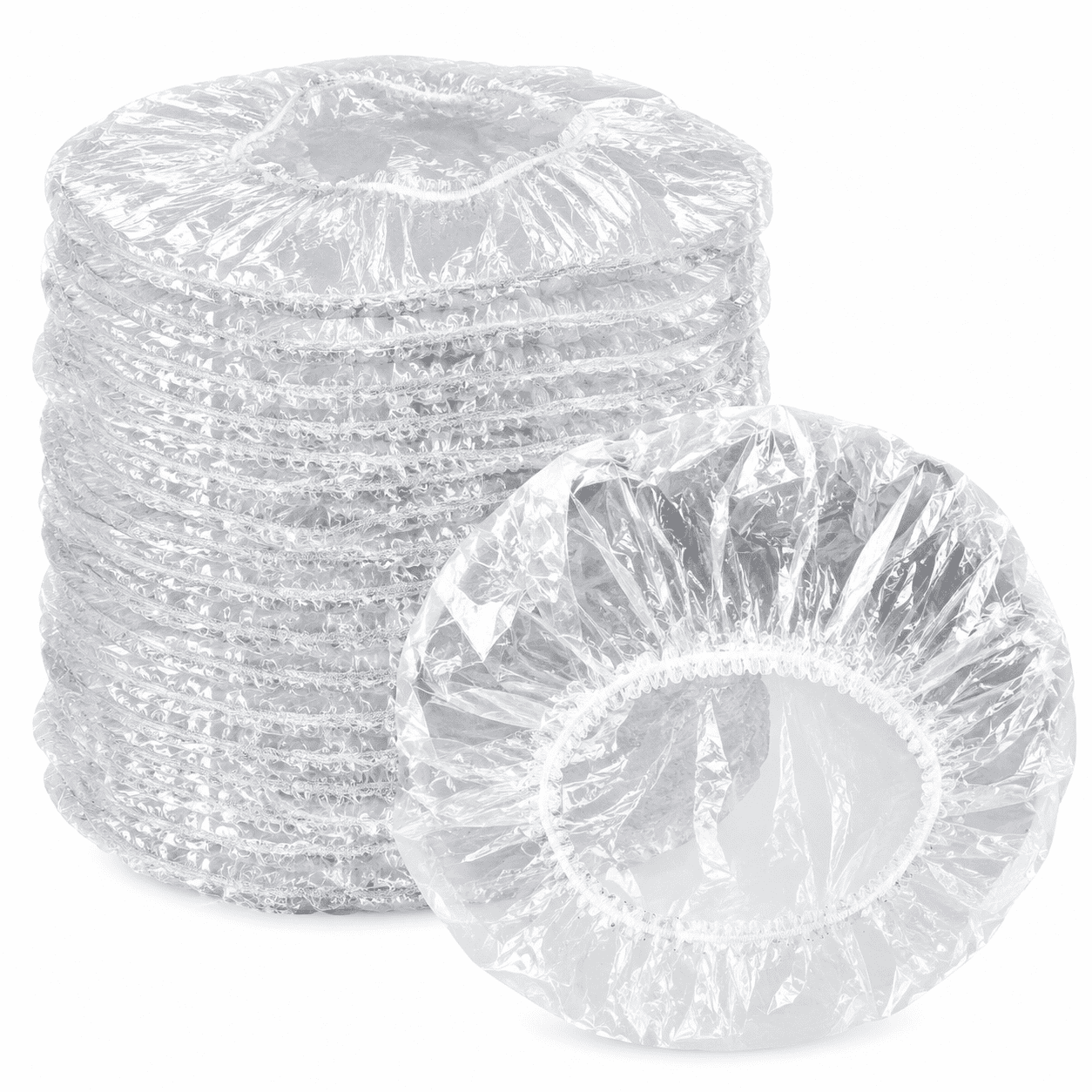100 Disposable Clear Mop Mob Caps Clipped Hair Head Cover Shower Cap ...