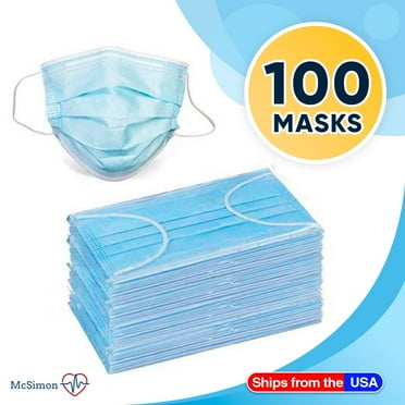 Protective Adult Black Disposable Face Masks, 3-ply Breathable, Elastic ...