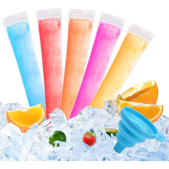 100 Disposable Ice Popsicle Mold Bags, BPA-Free Freezer Tube, Popsicle ...