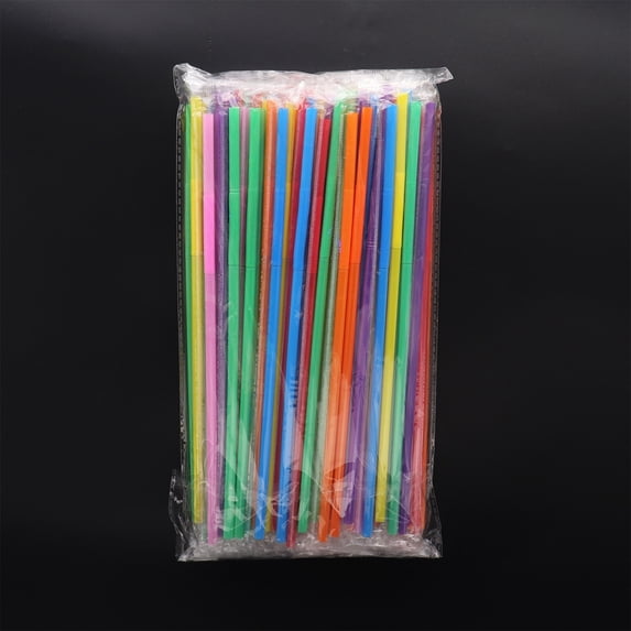 100 Disposable Plastic Drinking Straws 12.5 Inch Long - Individually ...
