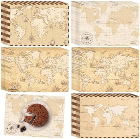 100 Disposable World Map Paper Placemats Vintage World Map for Old ...