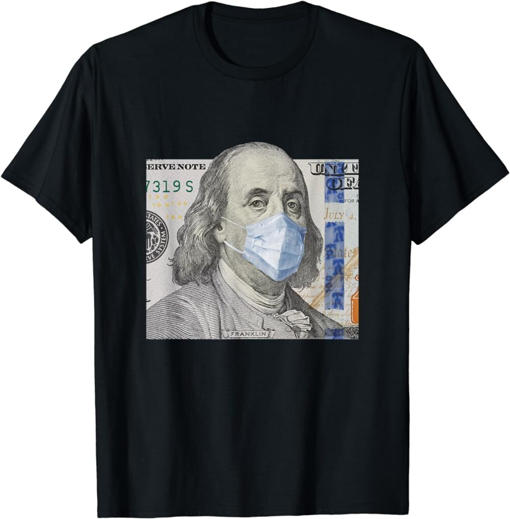 $100 Dollar Bill Benjamin Franklin Face Mask President Cash Humor S-5XL ...