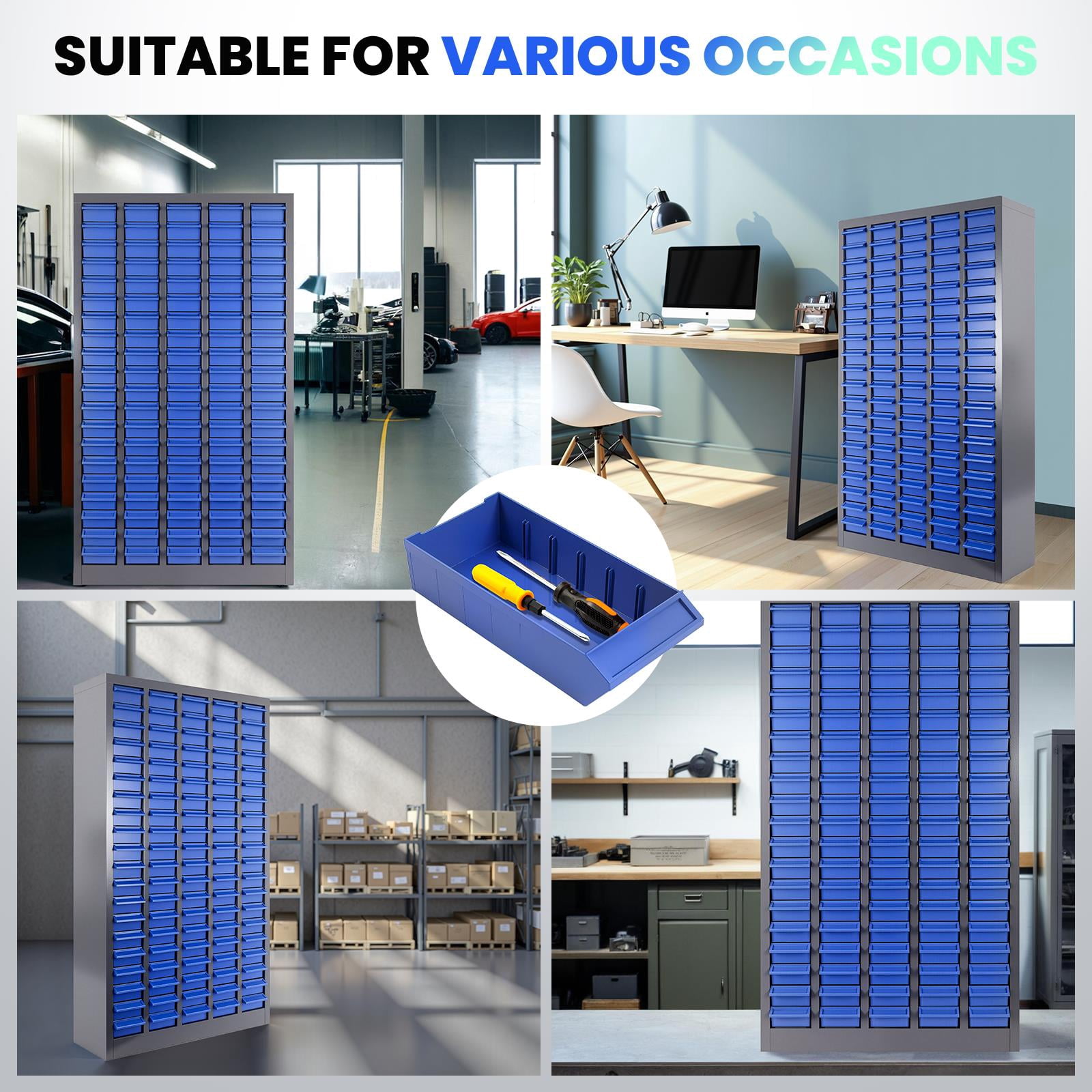 100 Drawer Bolt Bins, Heavy Duty Parts Organizer with Label Slots ...