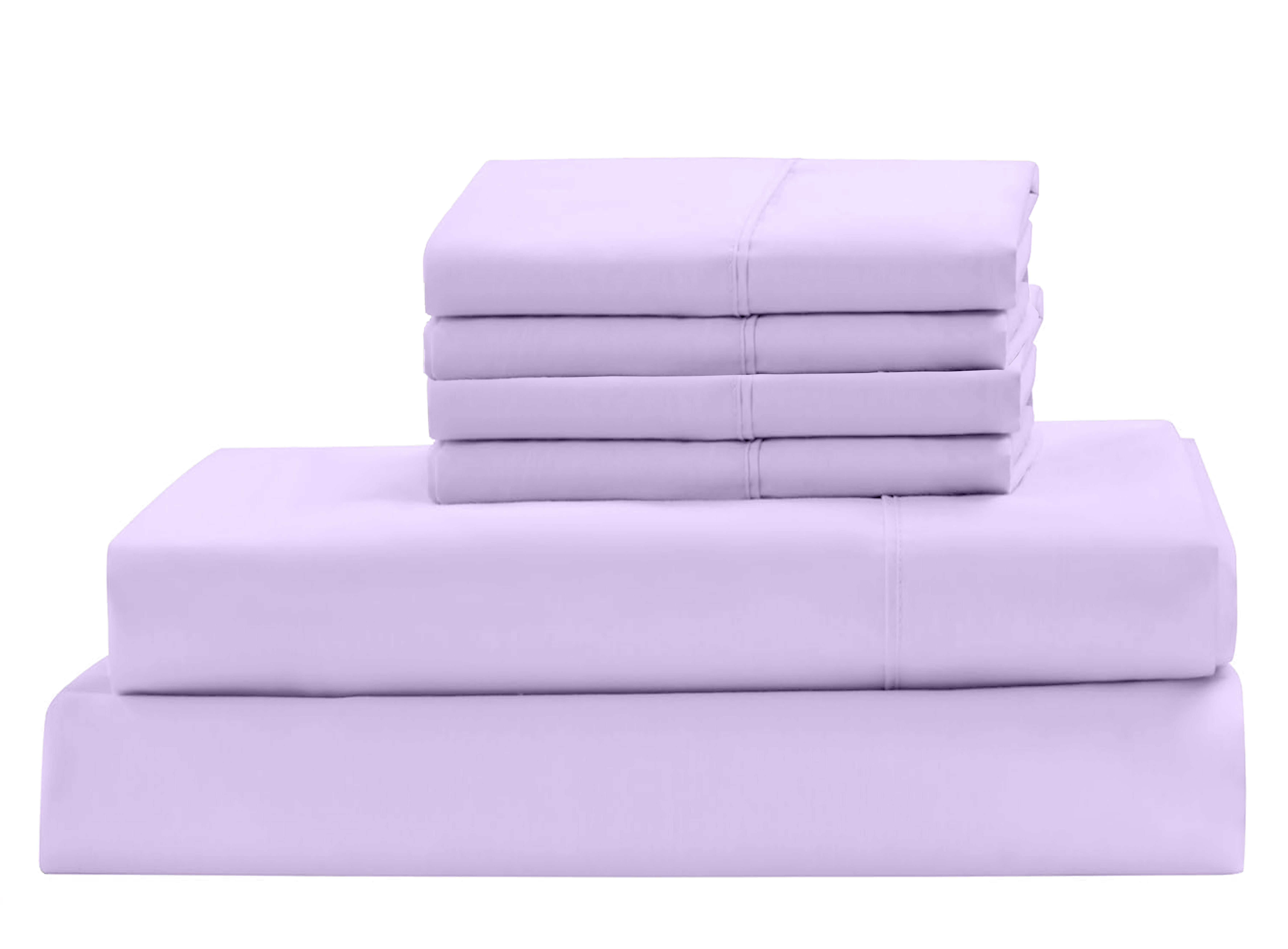 100% Egyptian Cotton, 400 Thread Count Sheet Set 6 PC Queen, Lilac 25 ...