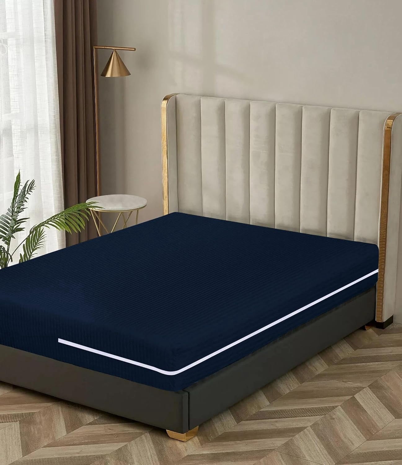 100% Egyptian Cotton L Shape Zipper Mattress Cover, 800 TC, 12 Inch ...