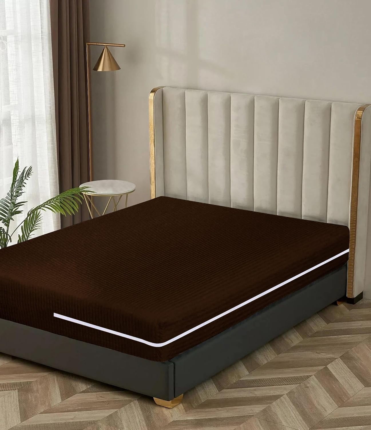 100% Egyptian Cotton L Shape Zipper Mattress Cover, 800 TC, 24 Inch ...