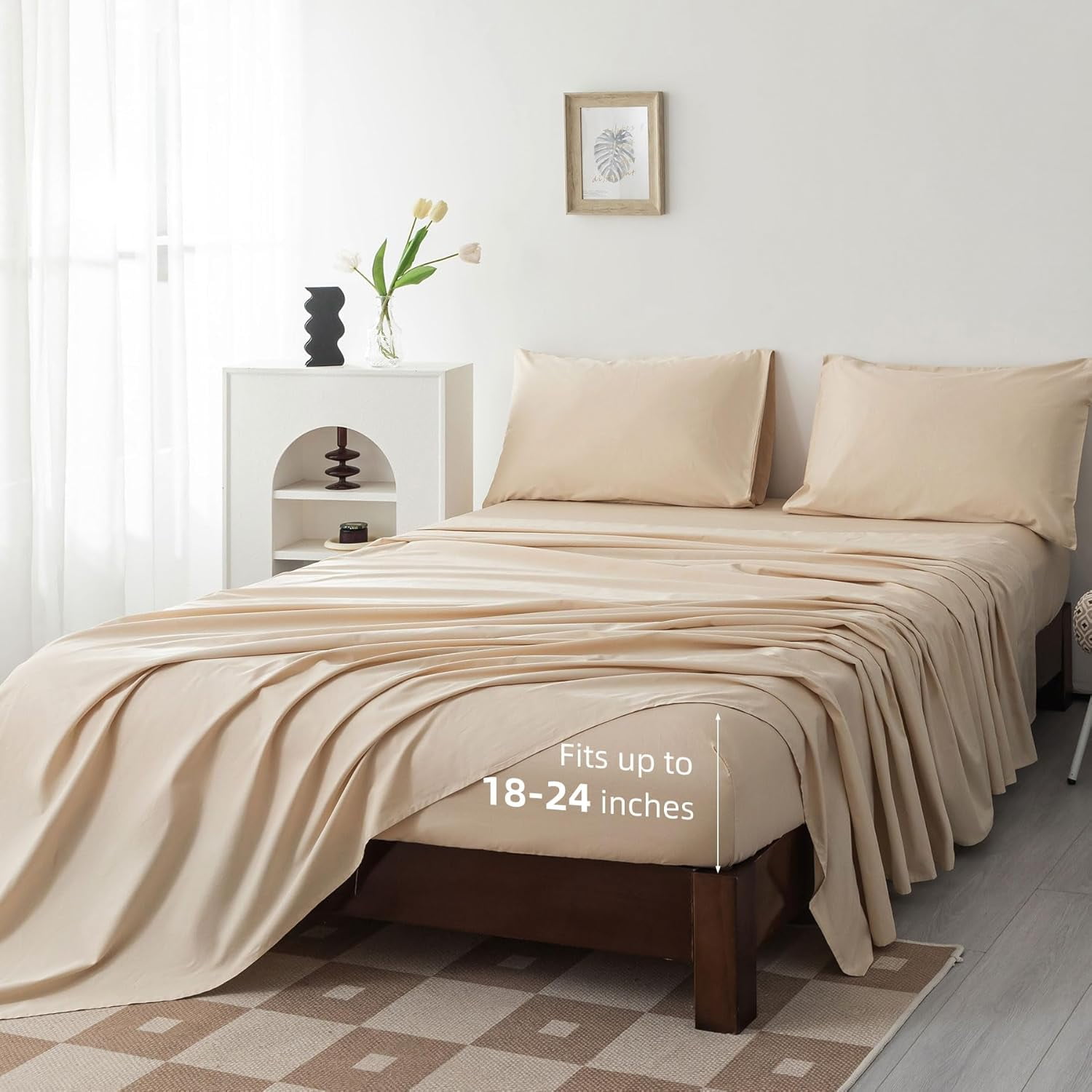 100% Egyptian Cotton Sheets Cal King Size Set 18"-24" Extra Deep Pocket ...