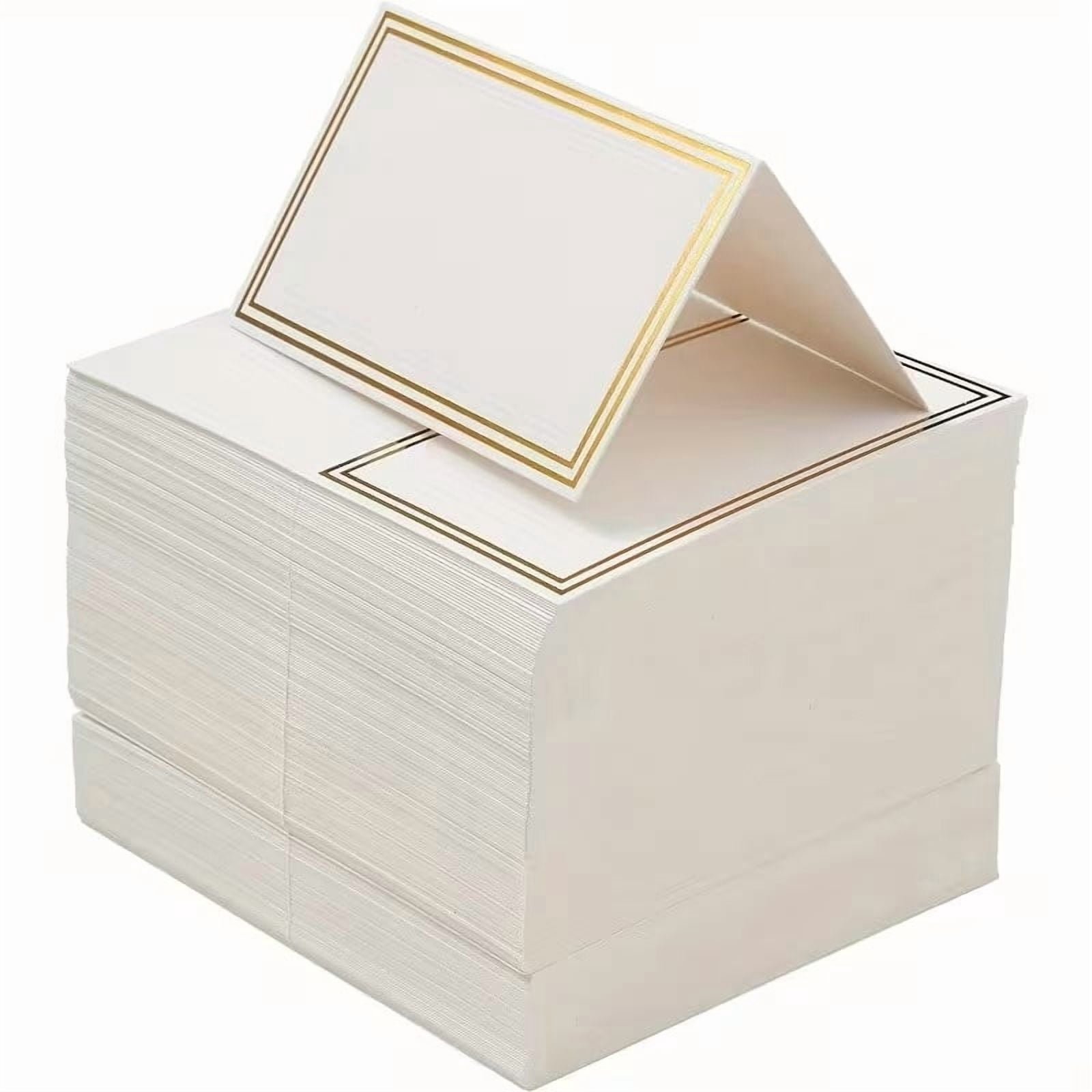 100 Elegant White Tent-Style Name Cards with Gold Foil Stamping for ...