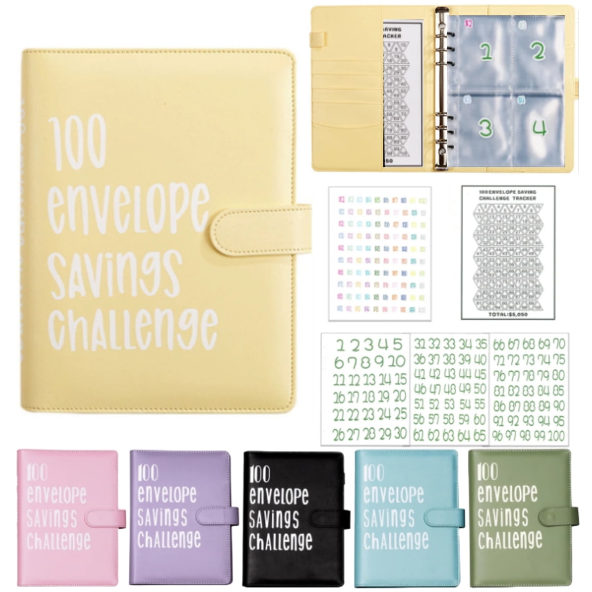 100 Envelope Challenge Binder | A5 Savings Binder with Cash Envelopes ...