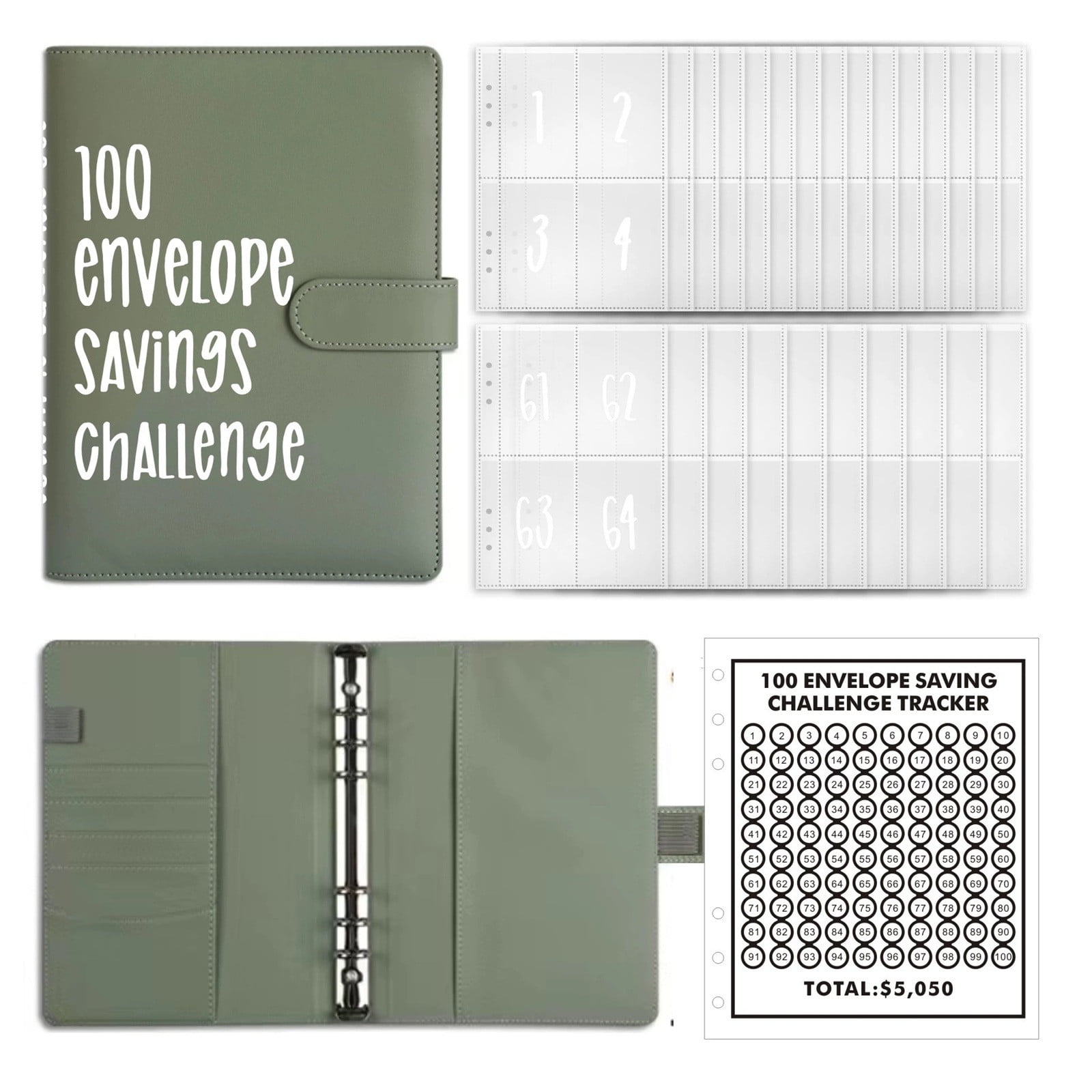 100 Envelope Challenge Binder - Envelope Savings Challenge -Envelope ...